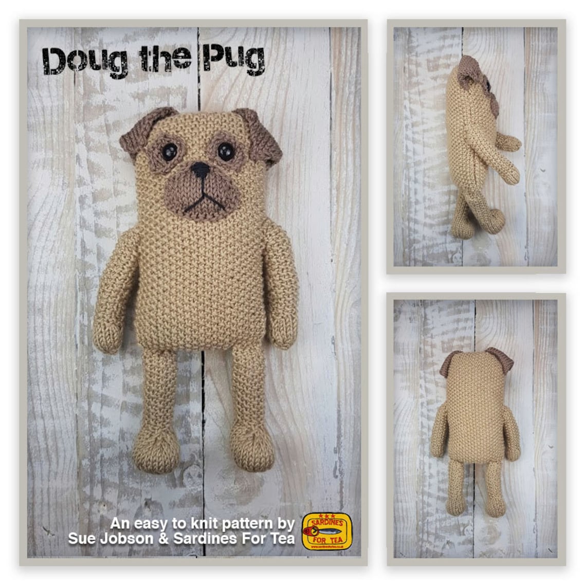 Knitted Toy Knitting Pattern for Doug the Pug Dog PDF Download - Etsy