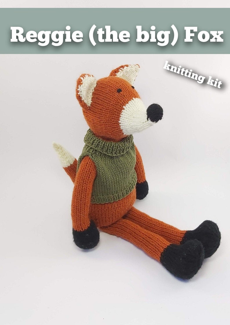 Knitting Kit Reggie the Big Fox. Animal Knitting Kit. Easy - Etsy