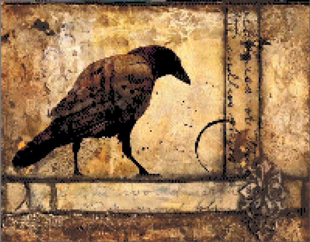 Vintage Crow Rustic Cross Stitch Pattern PDF, Instant Download, Crow ...