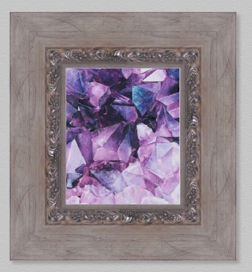 Amethyst Crystal Cluster Cross Stitch Pattern ~ PDF, Instant Download ...