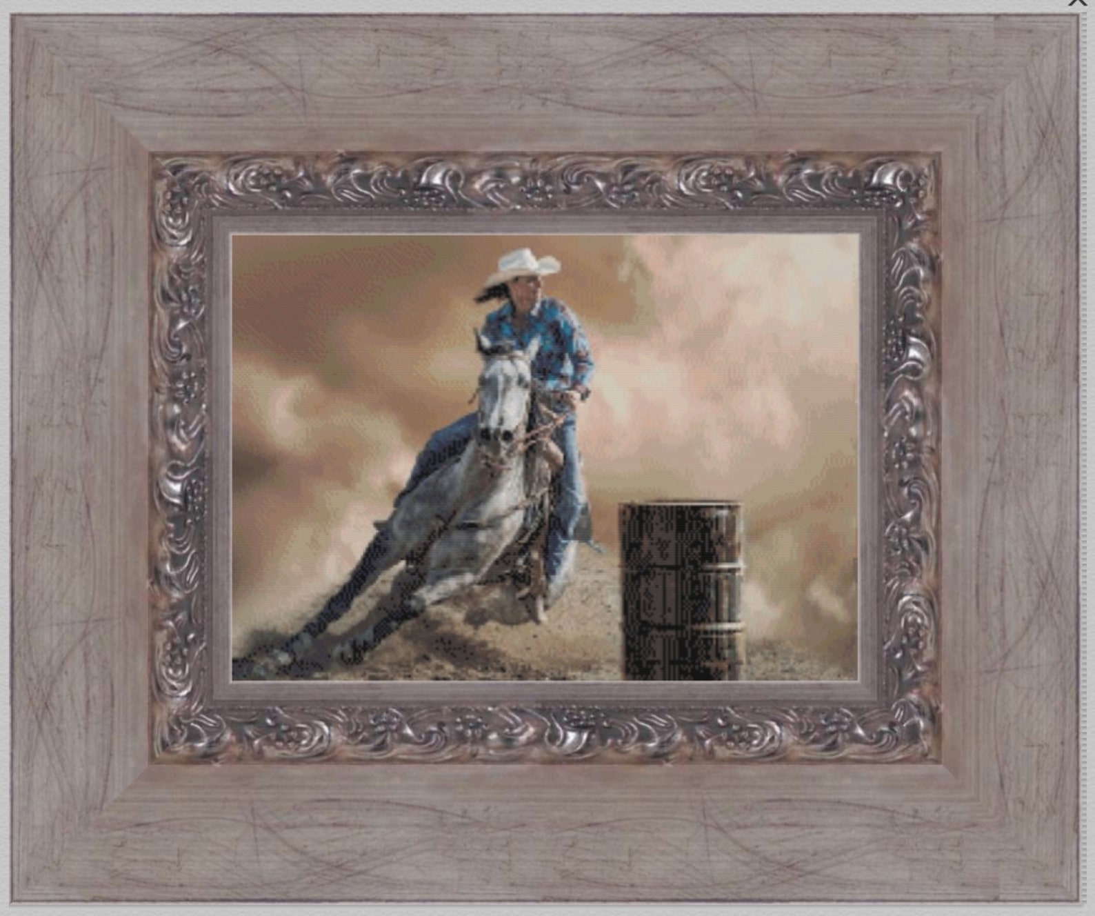 Barrel Race Rodeo Cross Stitch Pattern ~ PDF, Instant Download, Race ...
