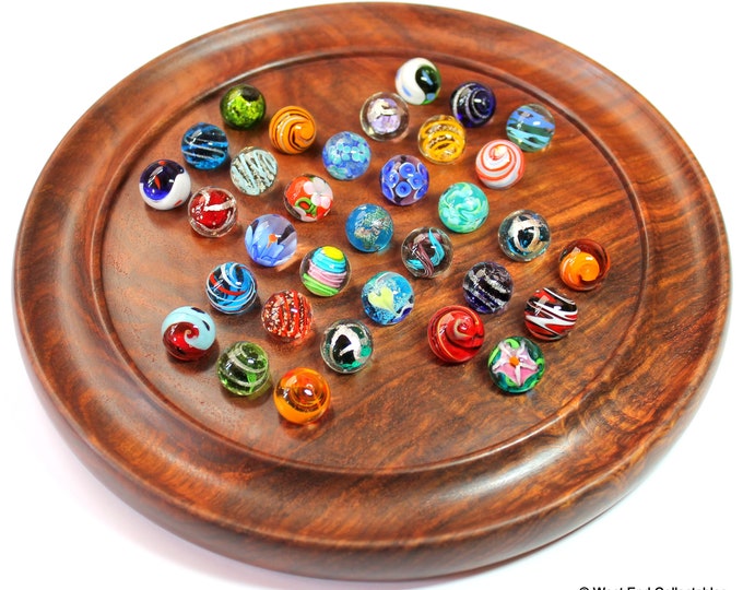 Collectors Handmade Marbles Solitaire Set Board Game Puzzle - 33 X 16mm ...