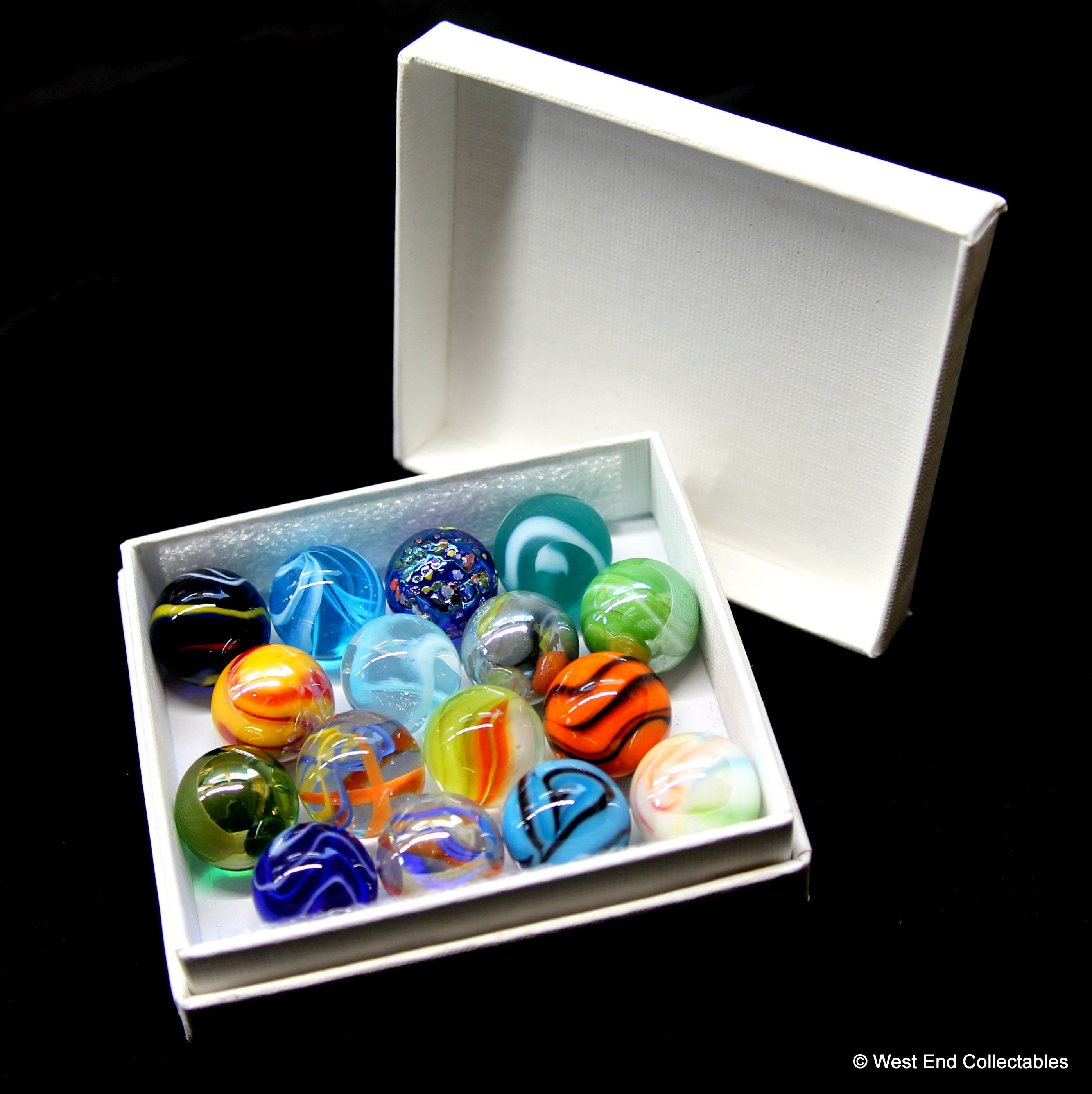 Boxed Set of 16 X 16mm Glass Marbles Marble Collection Starter Set ...