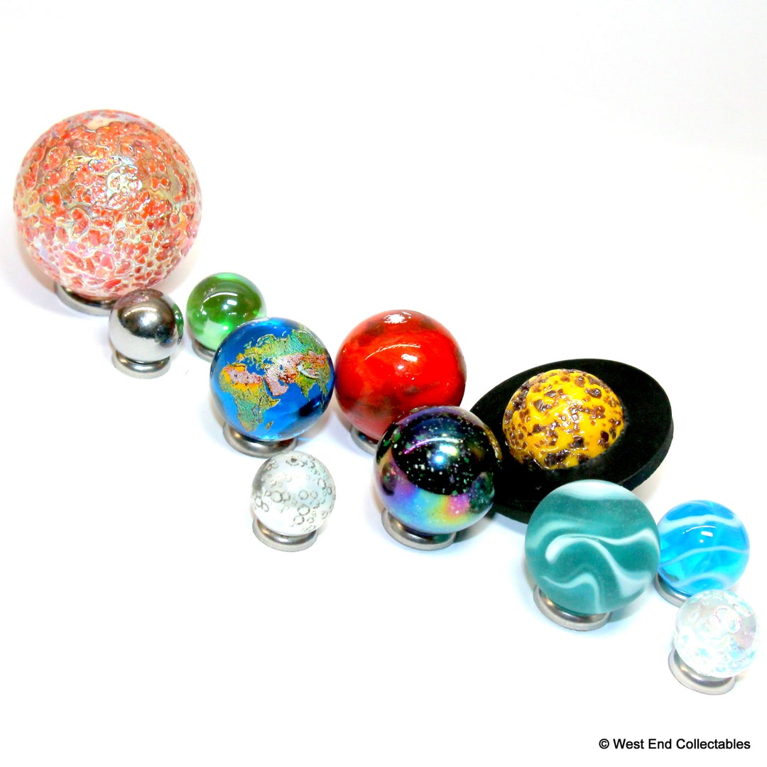 Solar System Model Orrery Display Marbles Collection - 11 Glass Marble ...