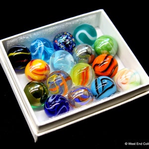 Boxed Set of 16 X 16mm Glass Marbles Marble Collection Starter Set ...