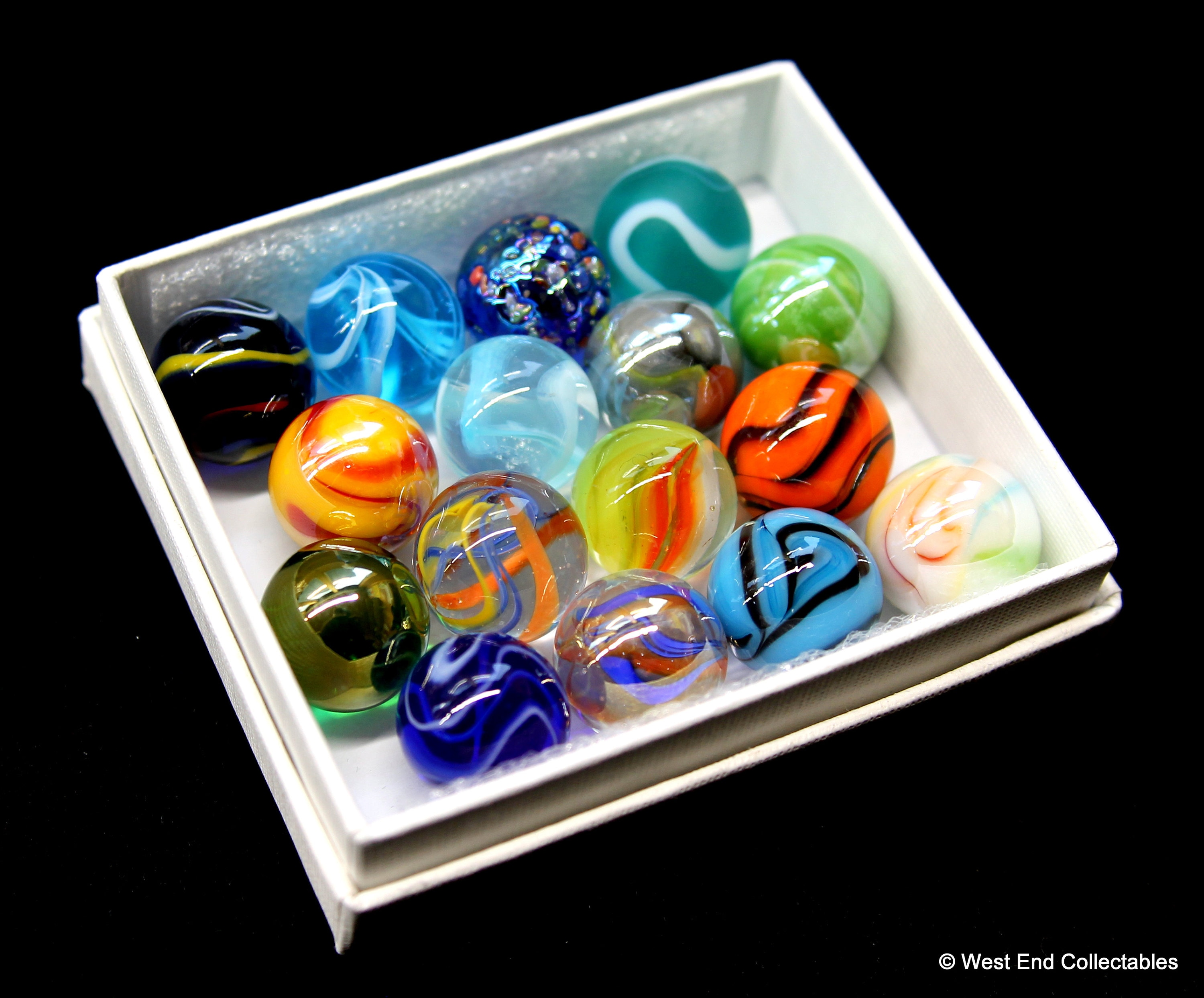 Boxed Set of 16 X 16mm Glass Marbles Marble Collection Starter Set ...
