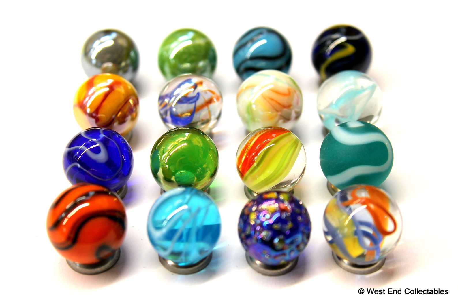 Boxed Set of 16 X 16mm Glass Marbles Marble Collection Starter Set ...