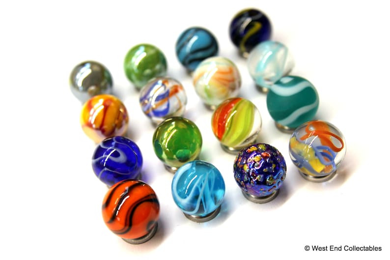 Boxed Set of 16 X 16mm Glass Marbles Marble Collection Starter Set ...