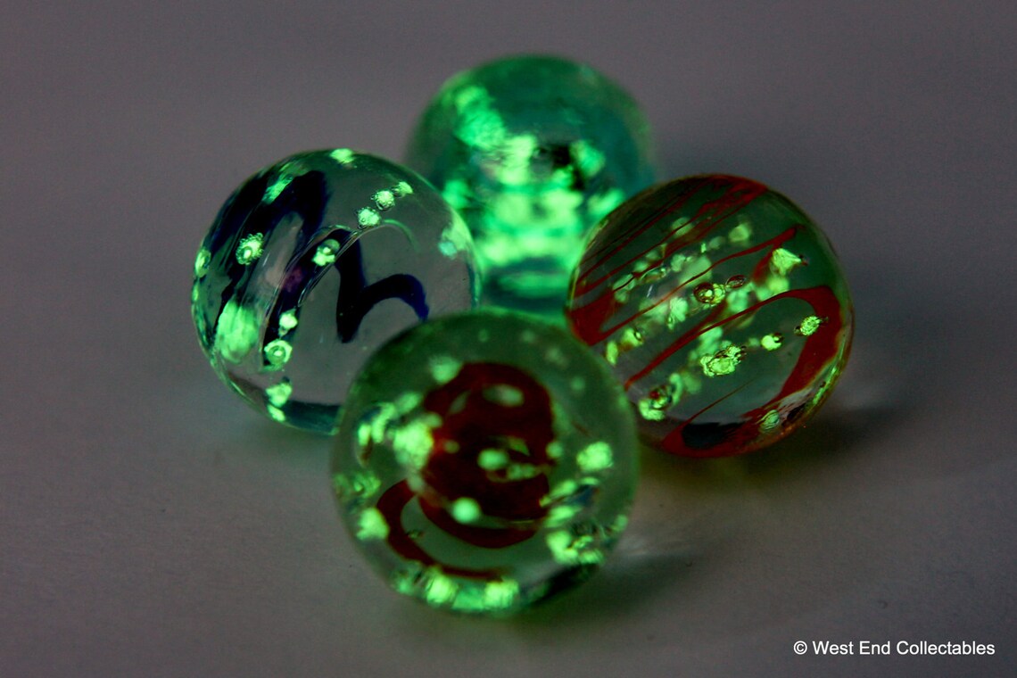 4 X 16mm Luminescent Glow in the Dark Glass Art Marbles - Etsy