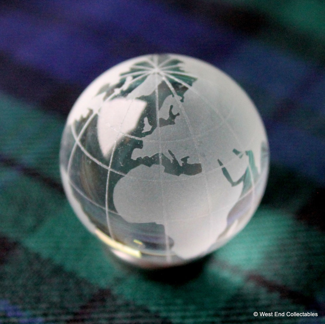 Large 30mm (1.2") Clear Frosted Glass Earth Globe Marble - Beautiful ...