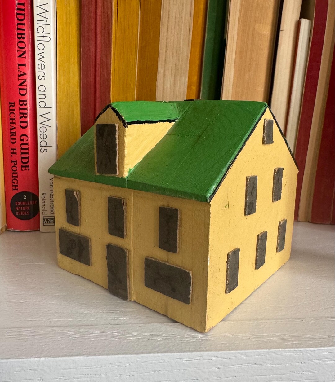 Vintage Folk Art Wooden Yellow Toy House - Etsy