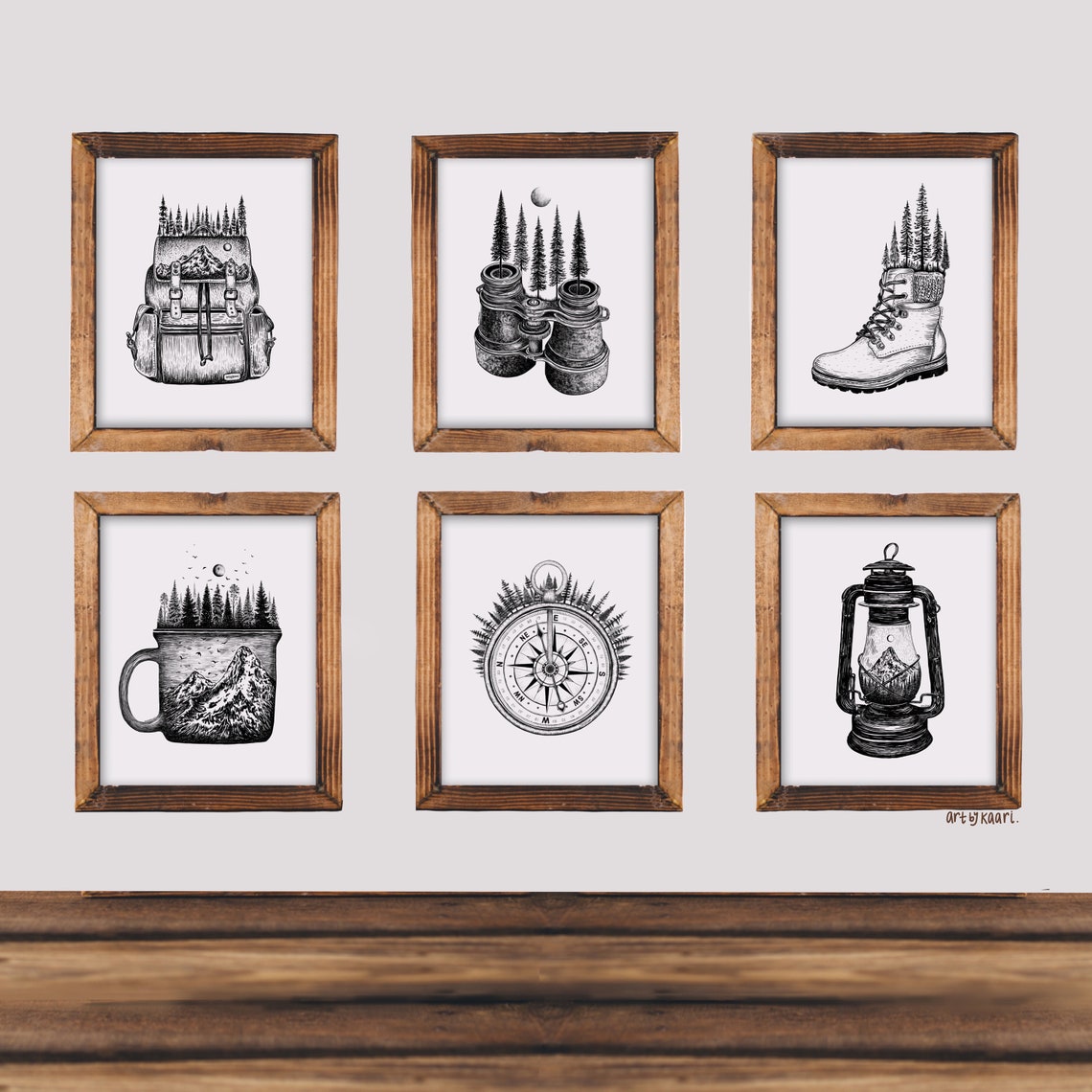Set of 6 Art Prints Camping Adventure Nature-inspired - Etsy