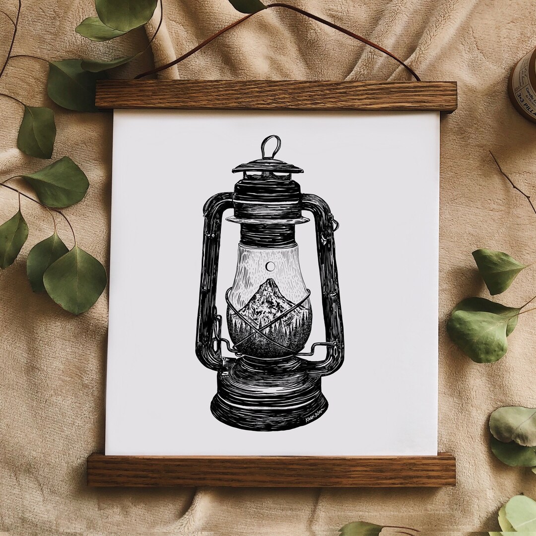 Mountain Lantern Art Print, Wanderlust Backpacker Gift - Etsy
