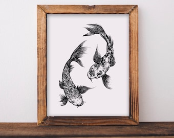 Silver Koi Fish Fine Art Print - Etsy