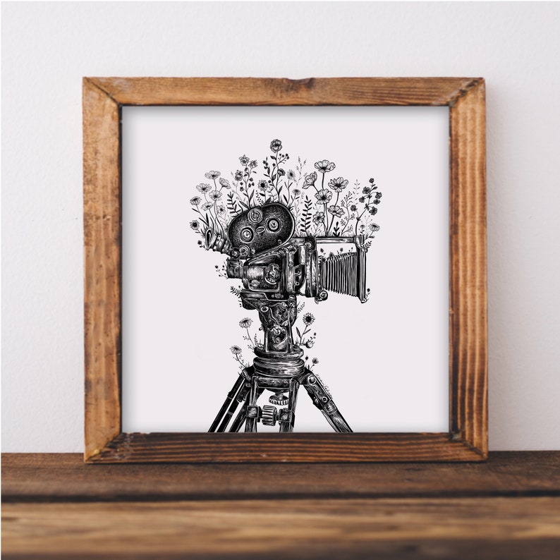 Floral Old-school Camcorder Art Print - Etsy