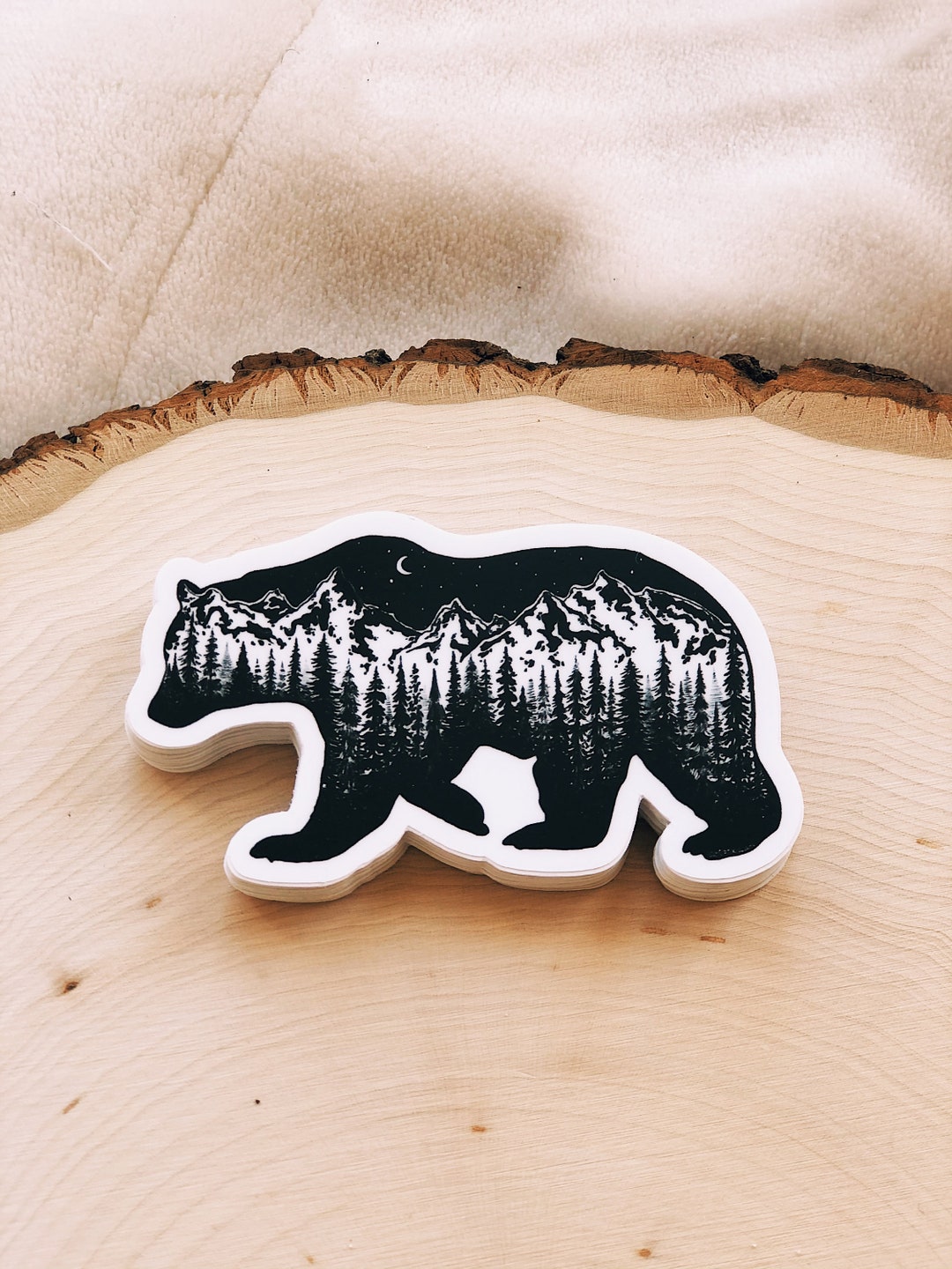 Mountain Bear Vinyl Sticker - Mountain Sticker, Bear Decal, Bear Laptop ...