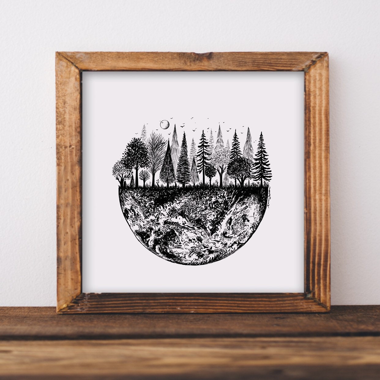 Earth Treescape Art Print Nature-inspired Decor for Rustic - Etsy