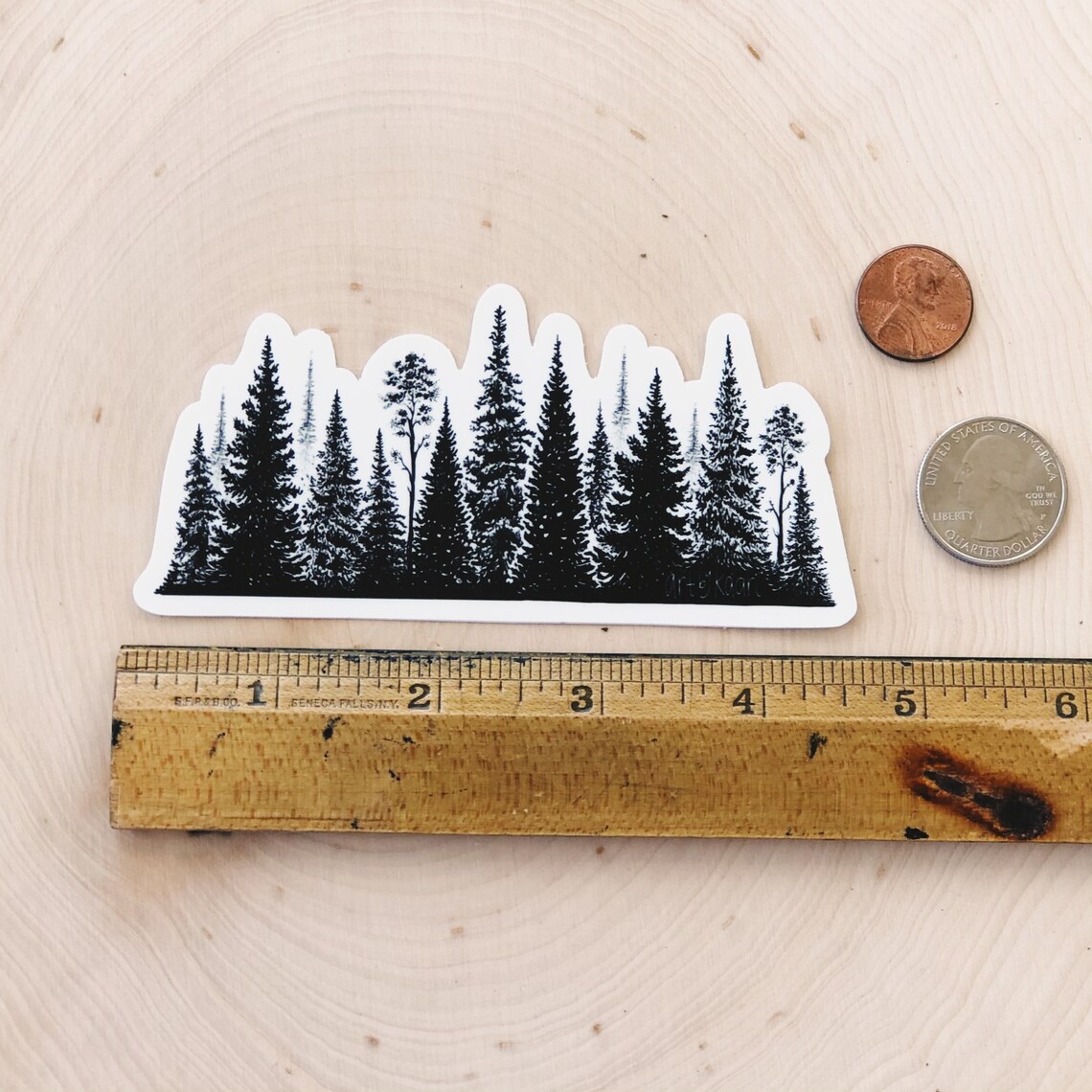 Treescape Line Vinyl Sticker: Waterproof Pine & Fir Tree Decal - Etsy
