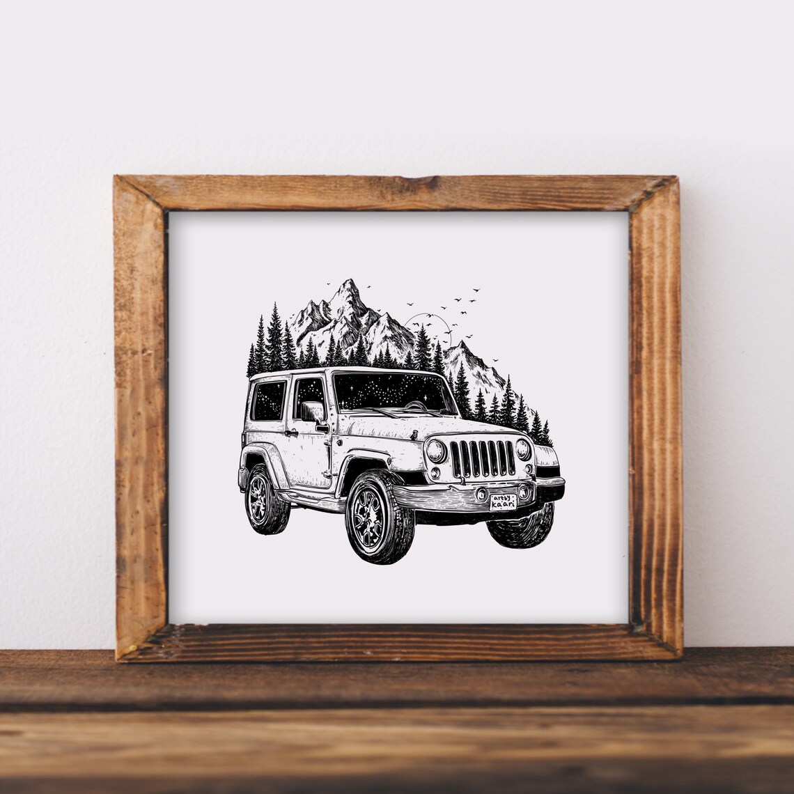 Mountainous Jeep Art Print | Etsy