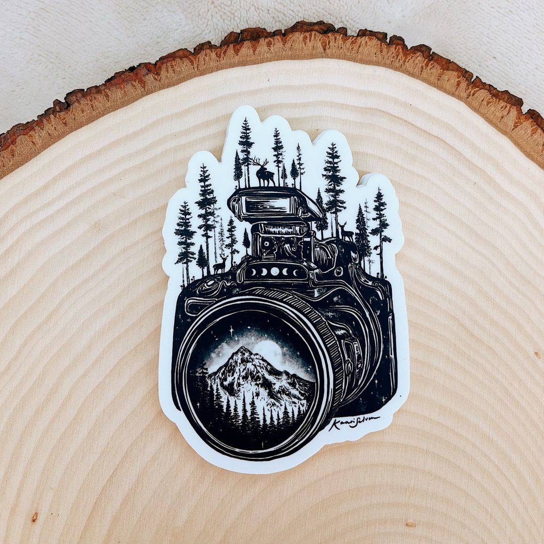 Camera + Mountain Lens II Vinyl Sticker Wanderlust Sticker Nature ...