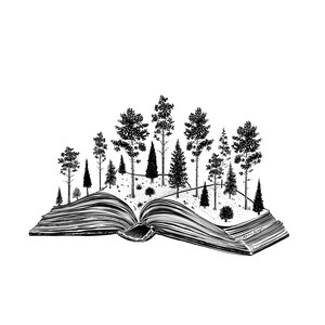 Forested Book Vinyl Sticker Book Stickers, Tree Book Sticker ...