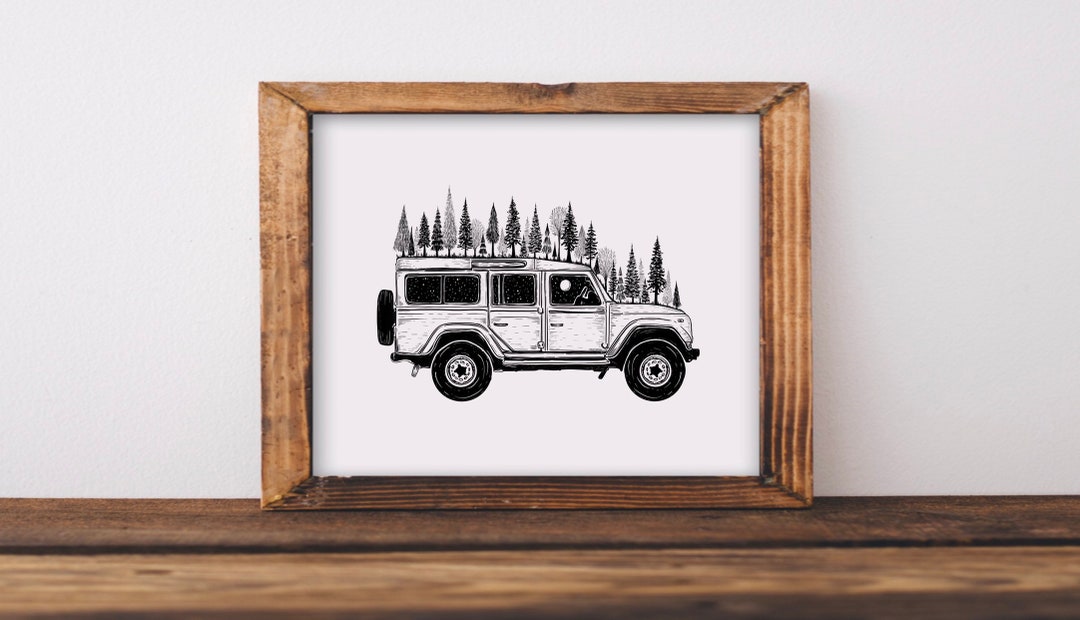 Forested Jeep Fine Art Print - Etsy