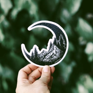 Mountain Moon Vinyl Sticker: Waterproof Adventure Decal - Etsy