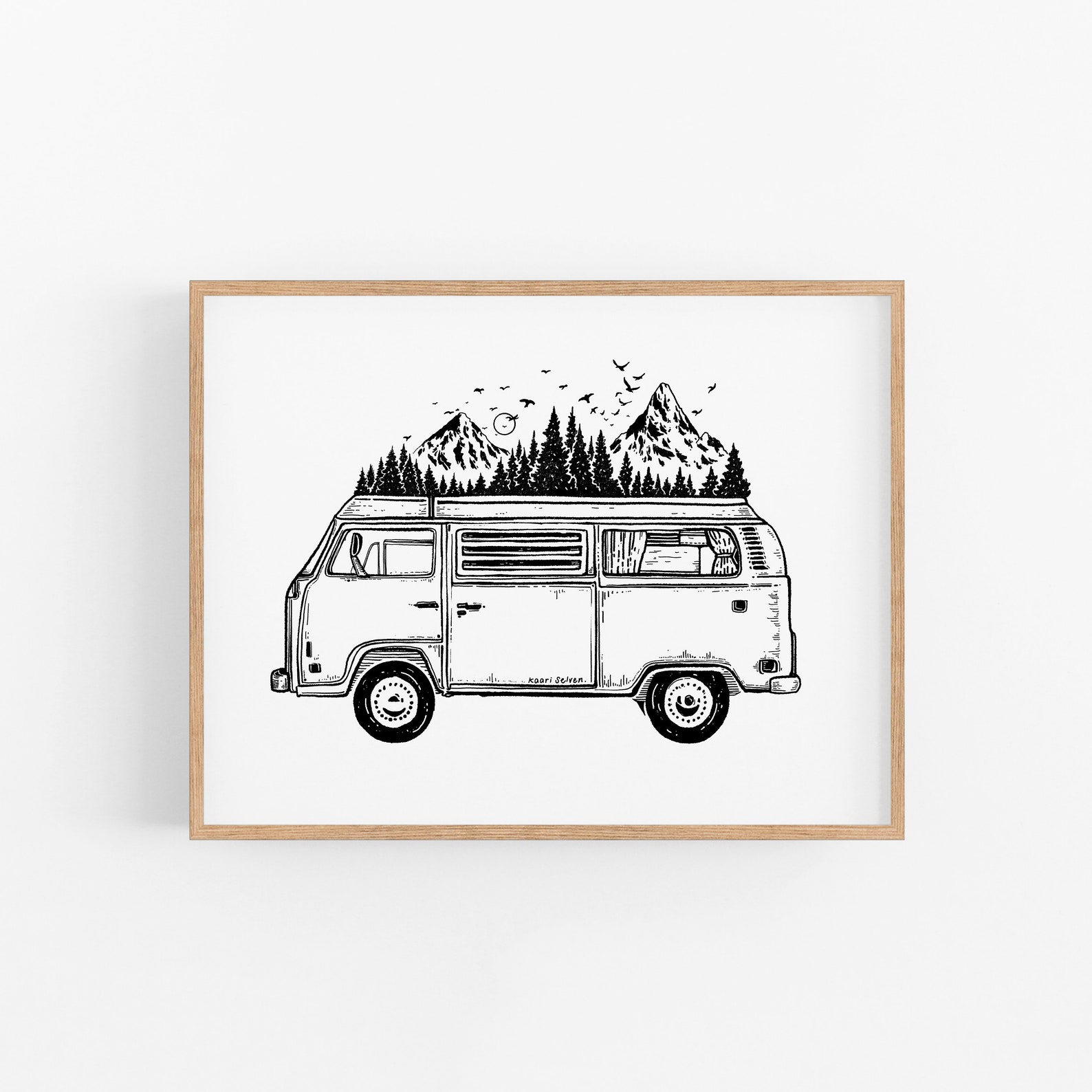 Mountain Van Art Print - Art d’aventure, Impression de voyage, Van ...