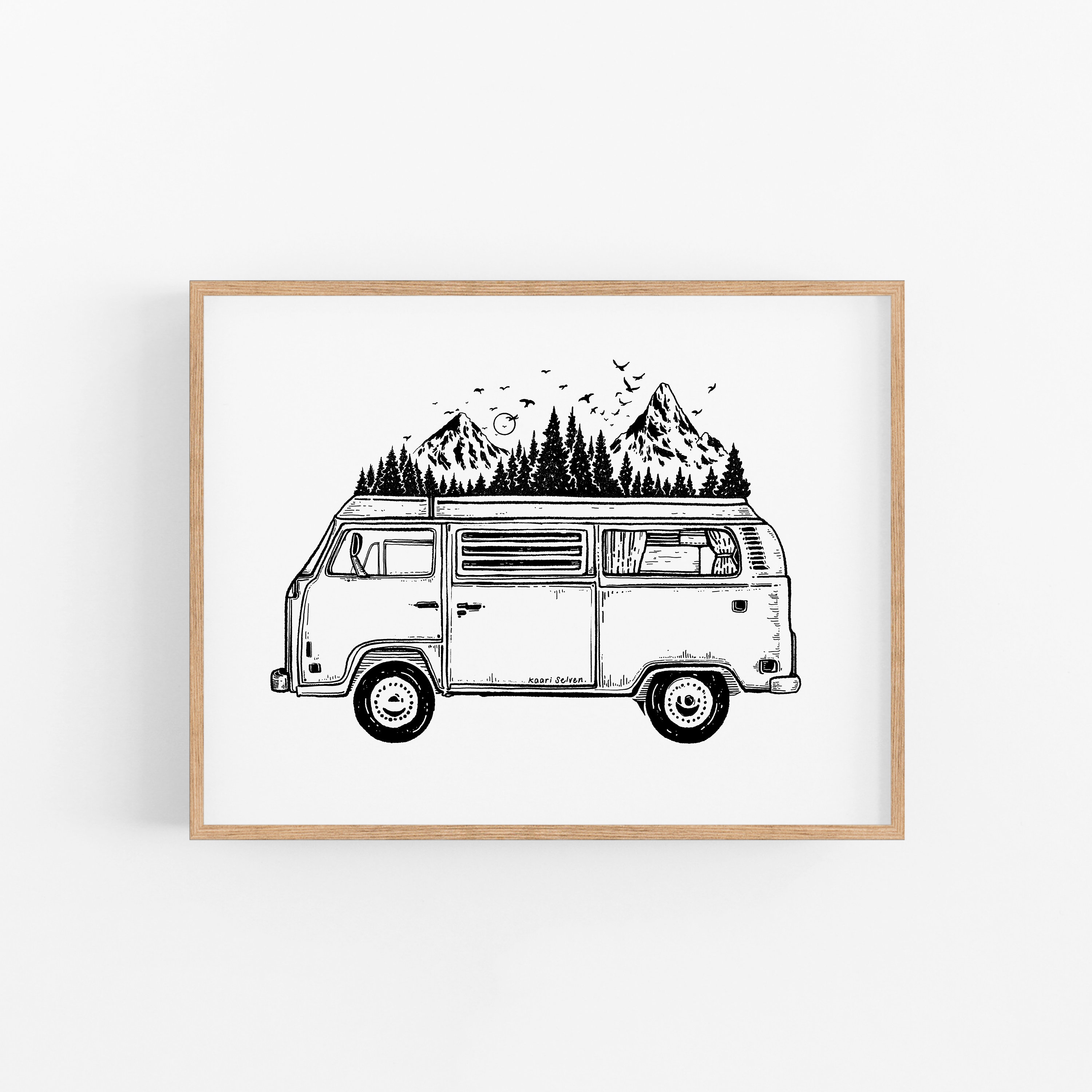 Mountain Van Art Print Adventure Art Travel Print Van - Etsy
