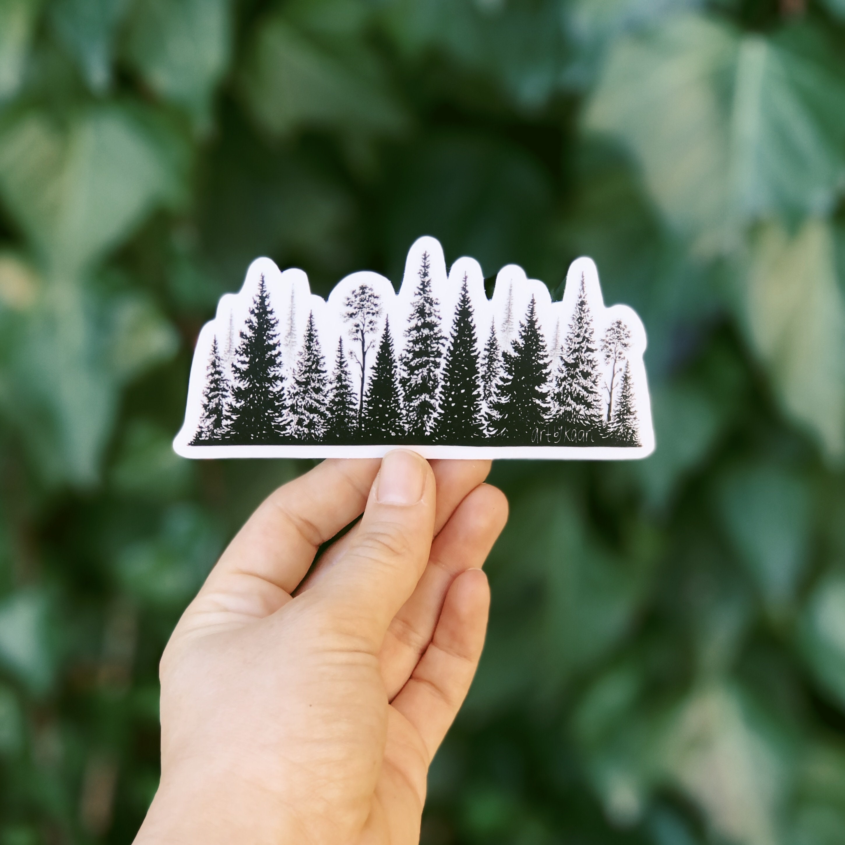 Treescape Line Vinyl Sticker Waterproof Stickers Pine Tree - Etsy UK