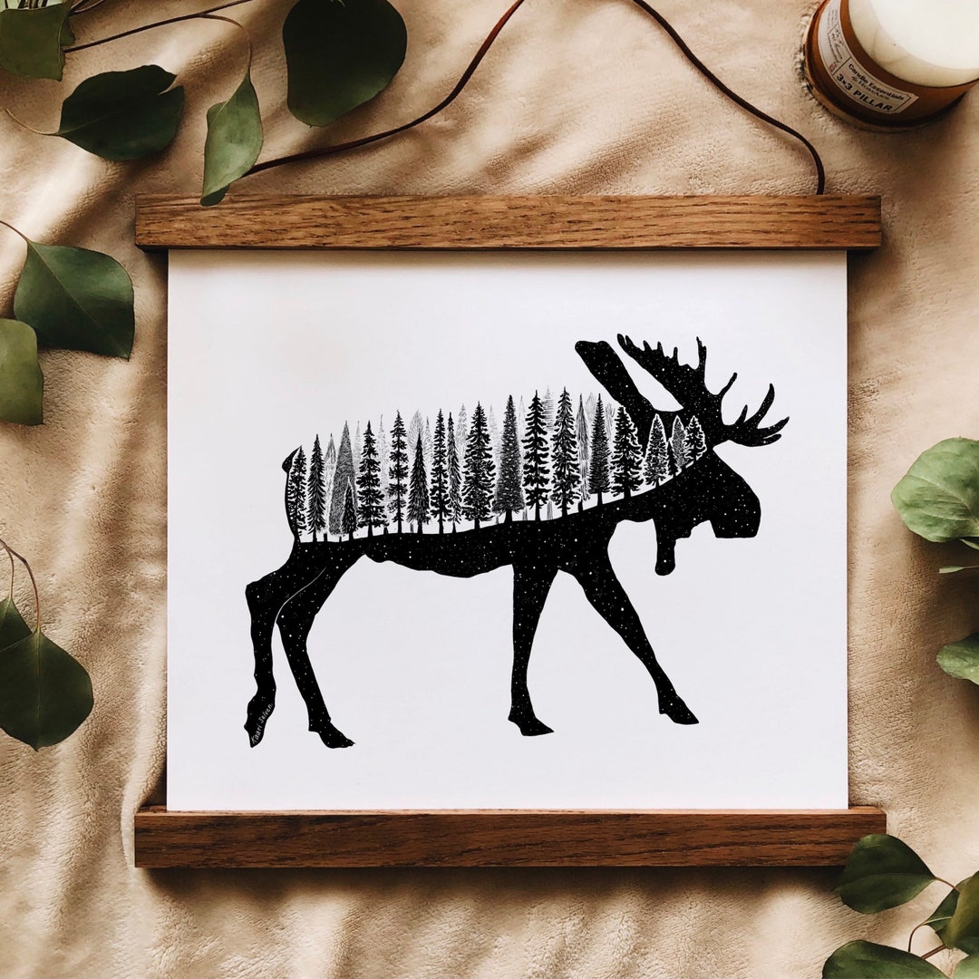 Moose Art Print - Moose Wall Art Print, Moose Art, Moose Decor, Moose ...