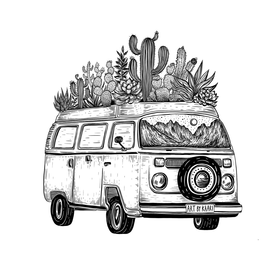 Cactus Van Art Print – Bohemian Roadtrip Wall Decor - Etsy