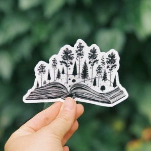 Forested Book Vinyl Sticker: Tree Laptop Decal - Etsy