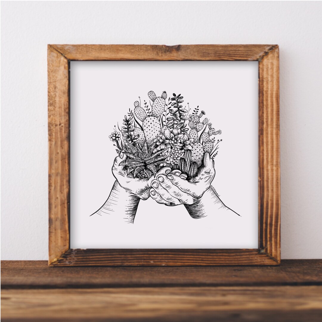 Cacti and Succulent Hands Art Print - Etsy
