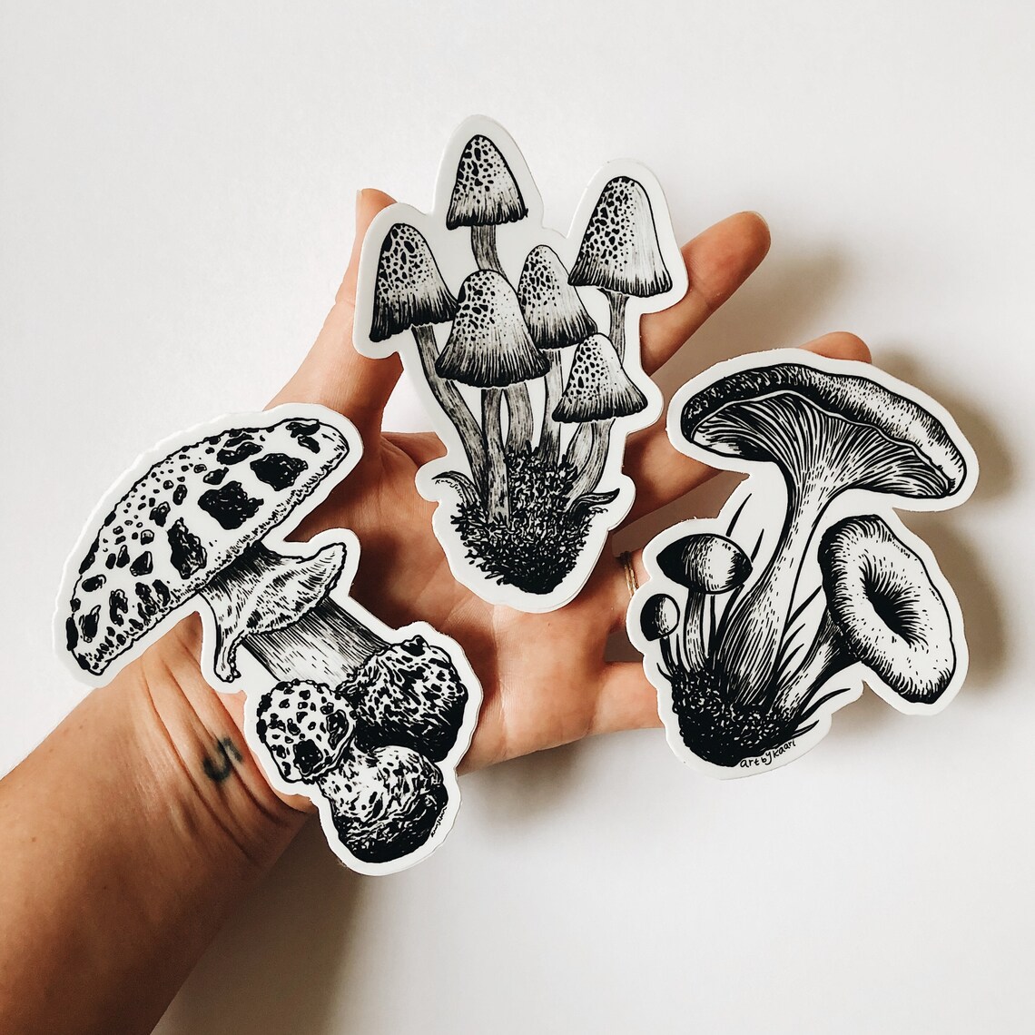 Mushroom Sticker Pack (set of 3 Waterproof Stickers) Original Fungi Art ...