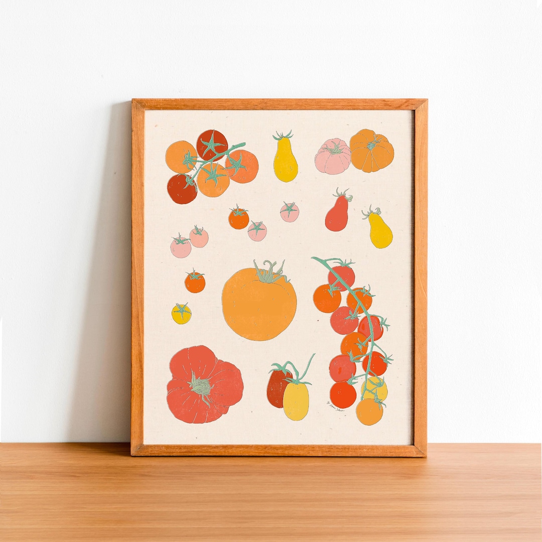 Just Tomatoes Art Print - Tomato Girl Wall Art, Vintage Kitchen Print ...
