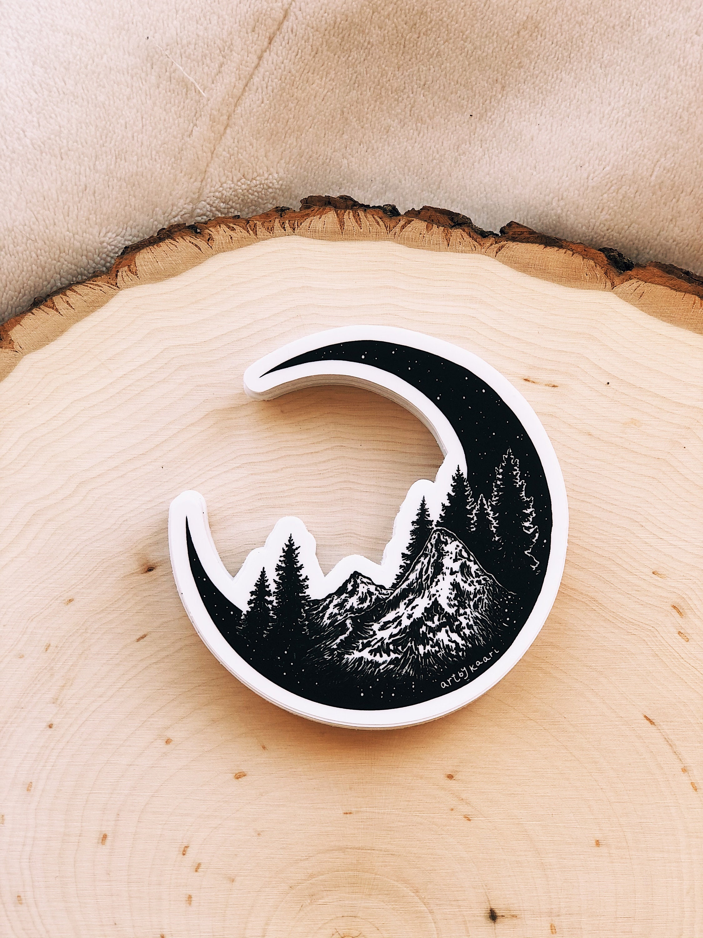 Mountain Moon Vinyl Sticker: Waterproof Adventure Decal - Etsy