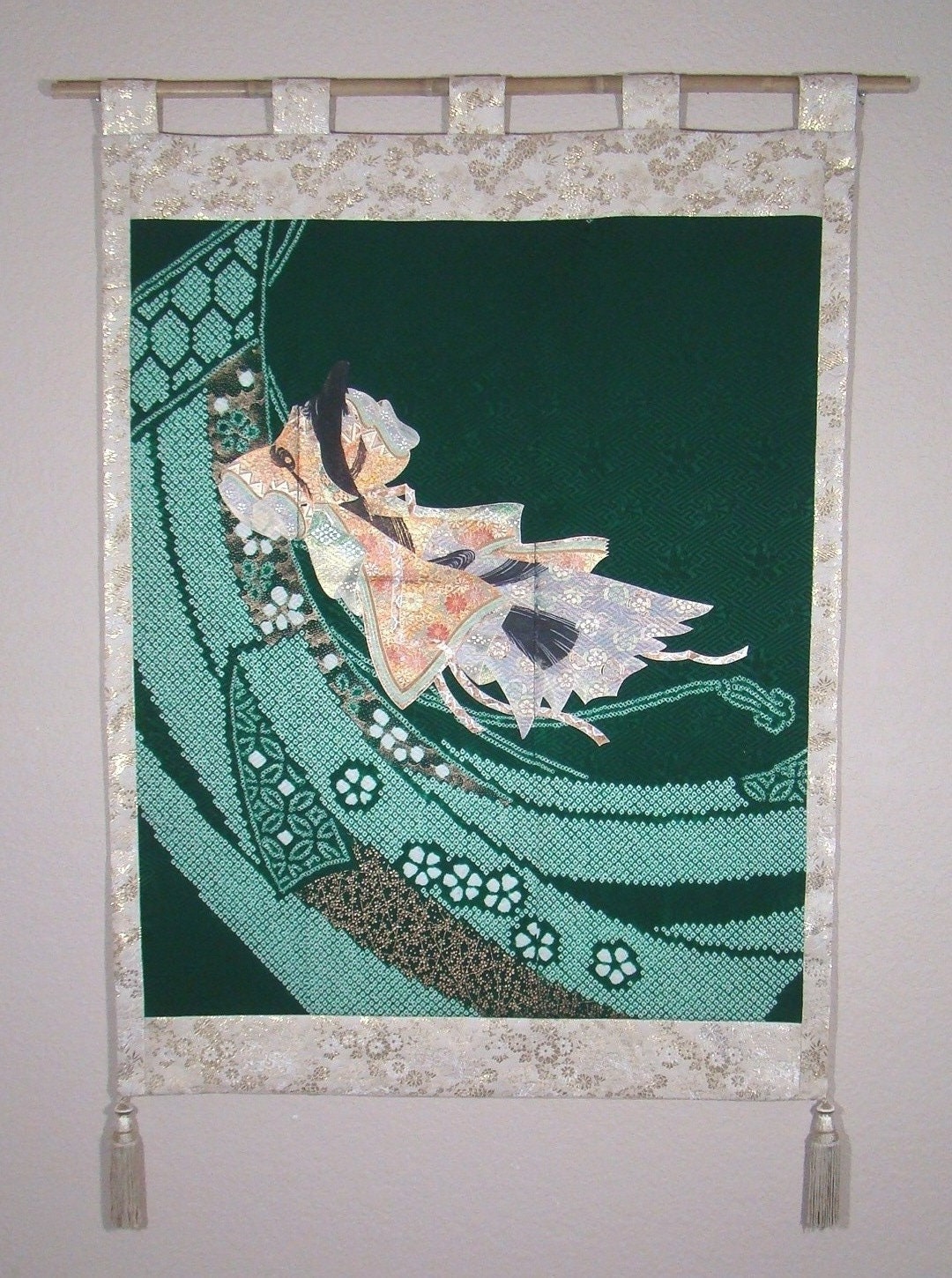Heian Princess Japanese Kimono Wall Hanging Upcycled Textile - Etsy