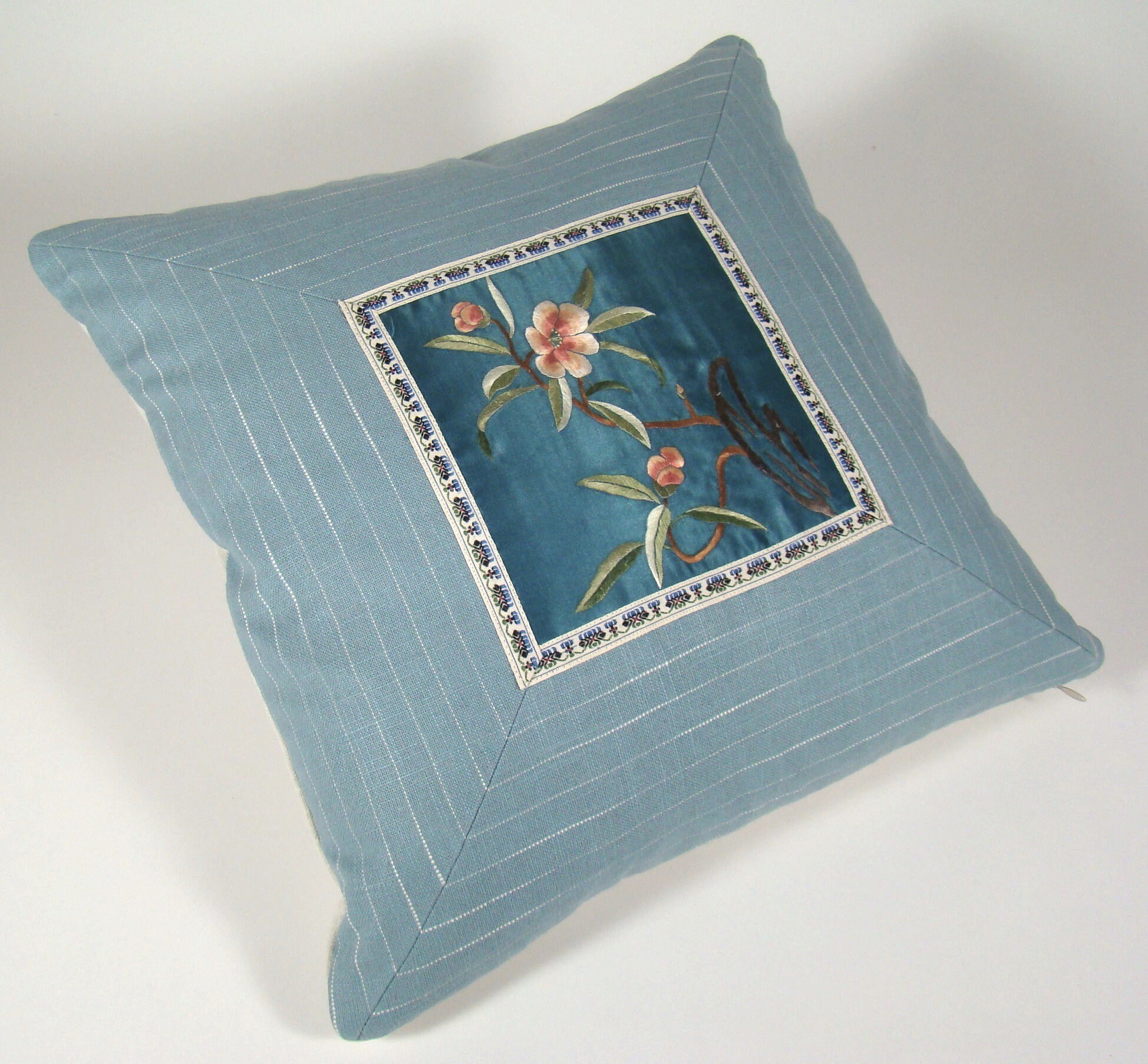 Embroidered Pillow Cover, Chinese Embroidery Pillow, Mitered Pillow ...