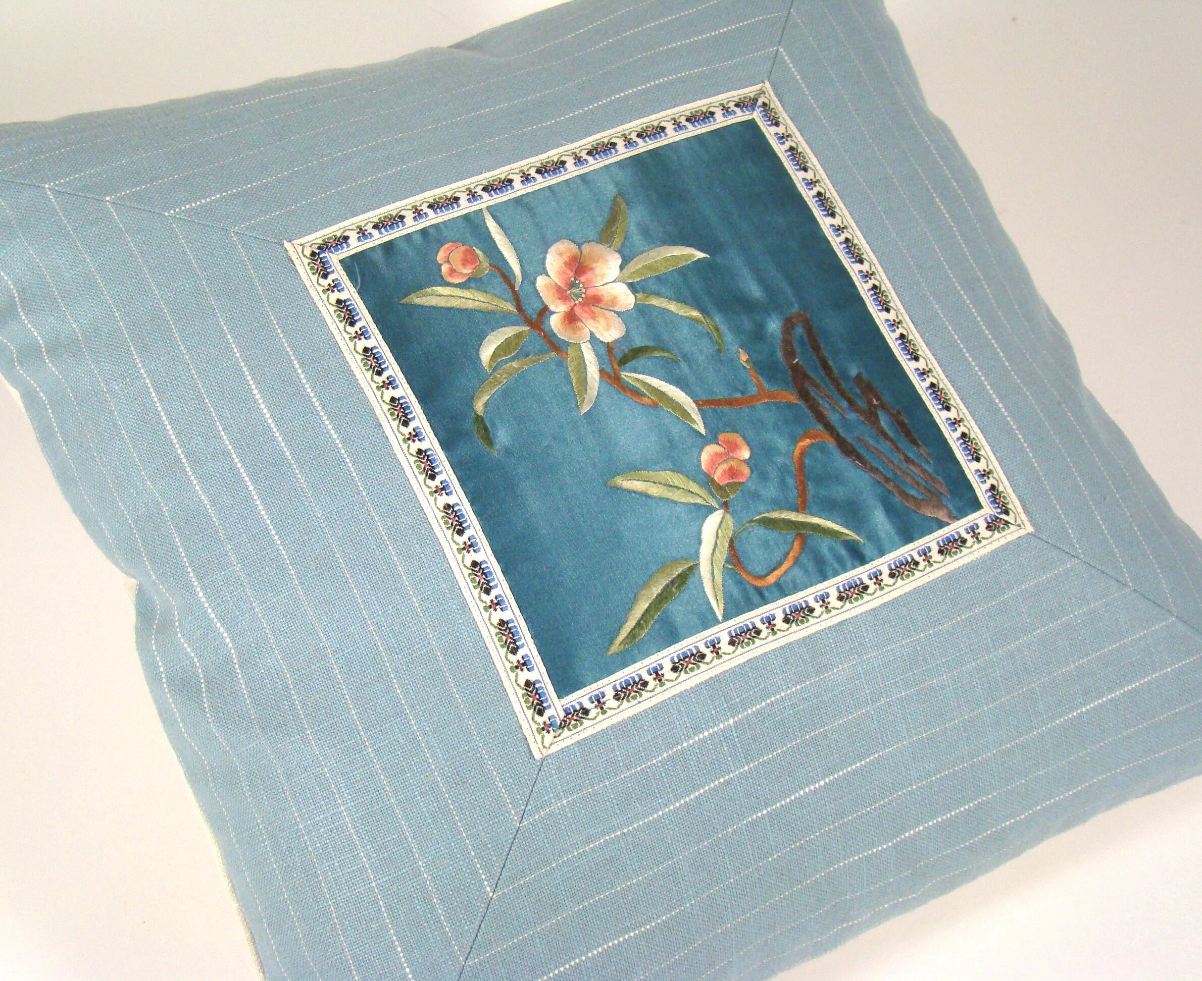 Embroidered Pillow Cover, Chinese Embroidery Pillow, Mitered Pillow ...