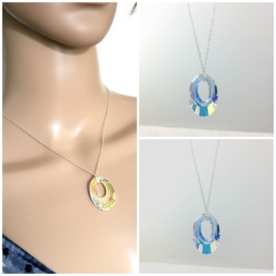 Swarovski Crystal Necklace, Helios Pendant Necklace, Sterling Silver ...