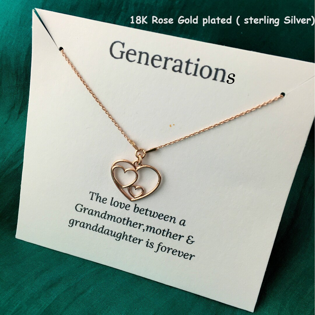 Generations Necklace, Rose Gold Nesting Hearts Necklace, Gift for Her ...