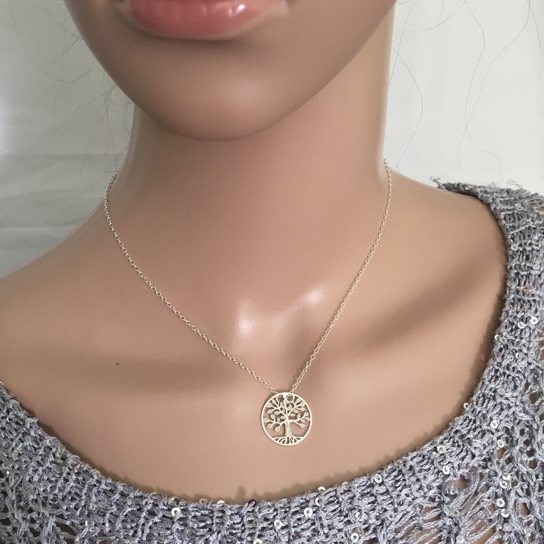 Sterling Silver Life of Tree Pendant Necklace, Personalised Initial ...