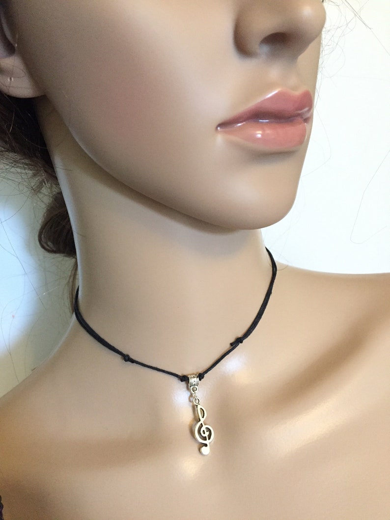 Adjustable Choker Music Note Charm Necklace Musician Gift | Etsy