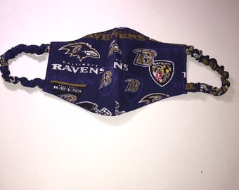 Baltimore Ravens Face Mask / Filter Pocket / Nose Wire / 3 Layer ...