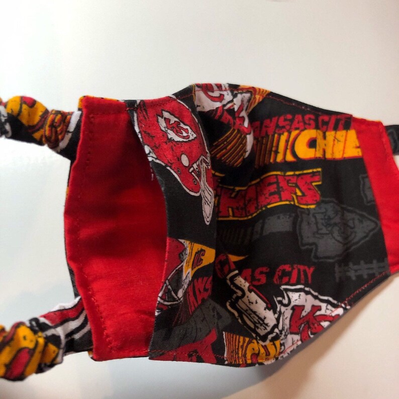 Face Mask Covering KC Chiefs 3 Layer Filter Pocket - Etsy