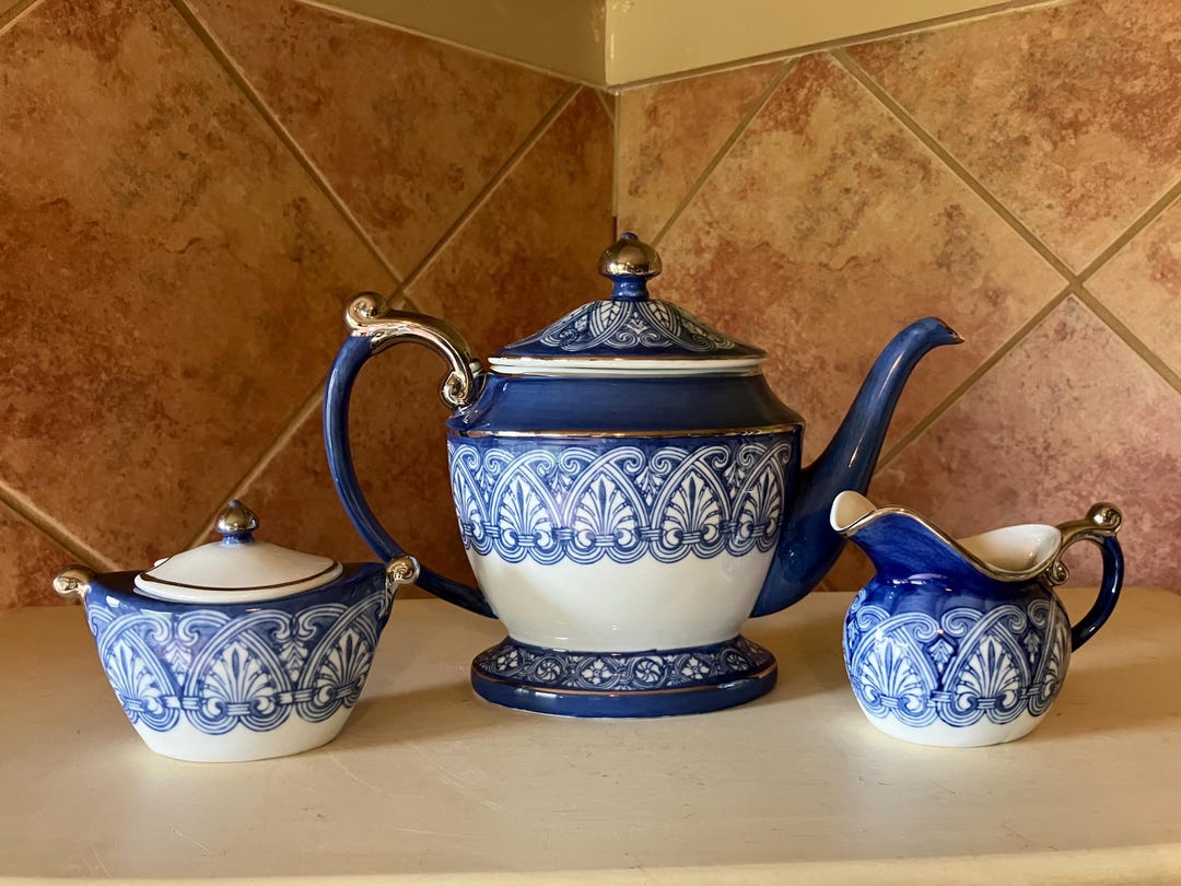 Stunning Bombay Tea Set Arabesque Tile Pattern Vintage Colonial Style ...