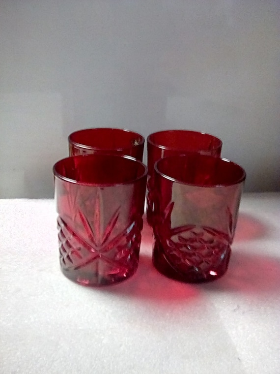 Shannon Godinger 4 Red Old Fashined Glasses - Etsy