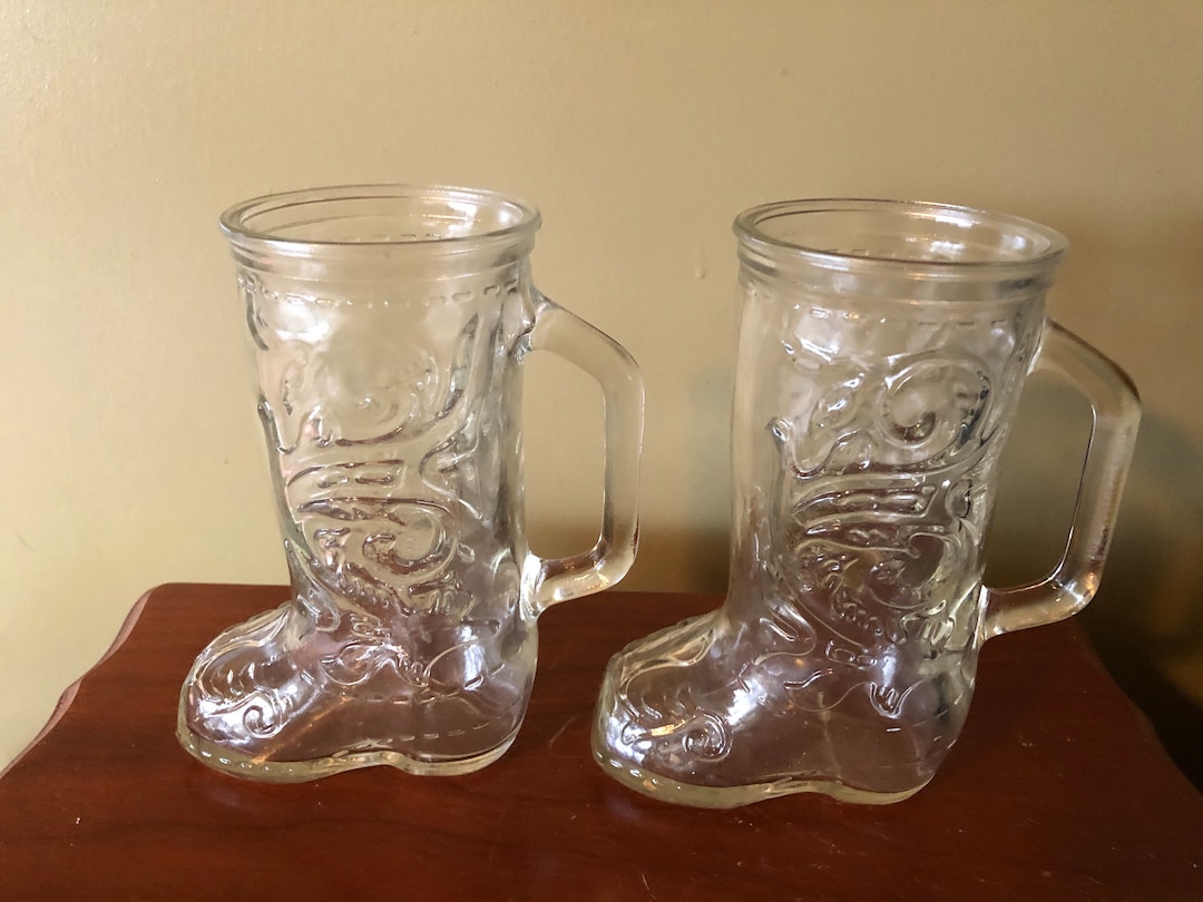 Anchor Hocking Clear Glass Cowboy Boots - Etsy