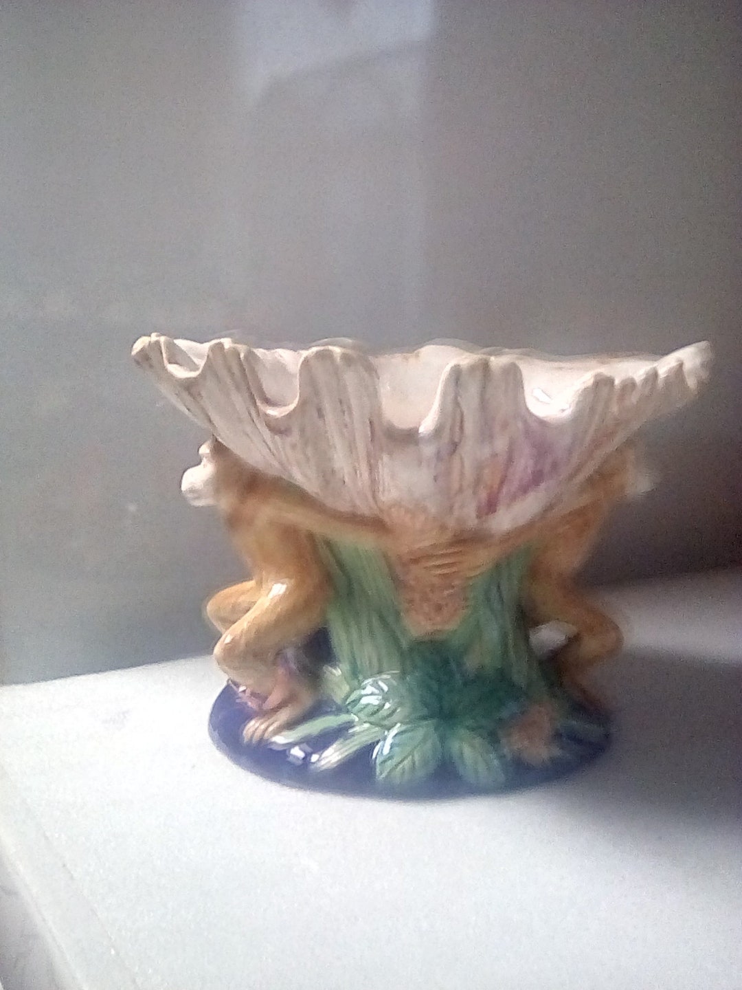 Majolica Monkeys and Seashell Art Pottery - Etsy